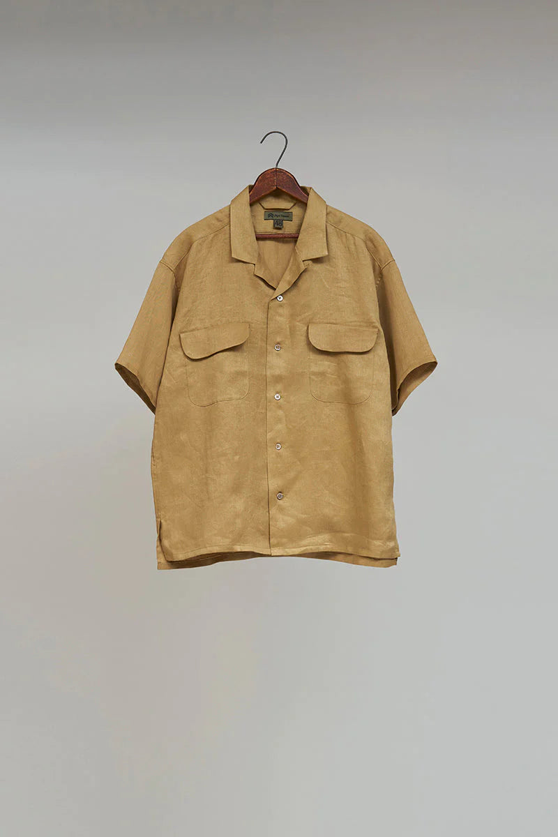 Nigel Cabourn Open Collar Shirt - Linen Twill / OPEN COLLAR SHIRT - LI ...