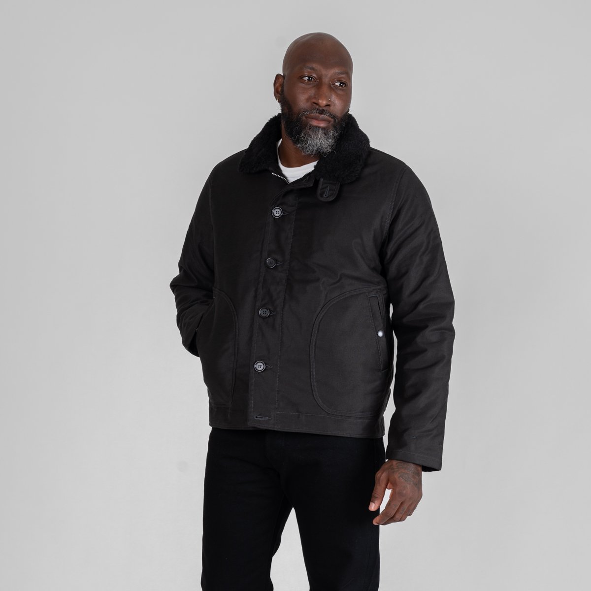 Iron Heart Whipcord N1 Deck Jacket - Black – Blue Works Vintage ...