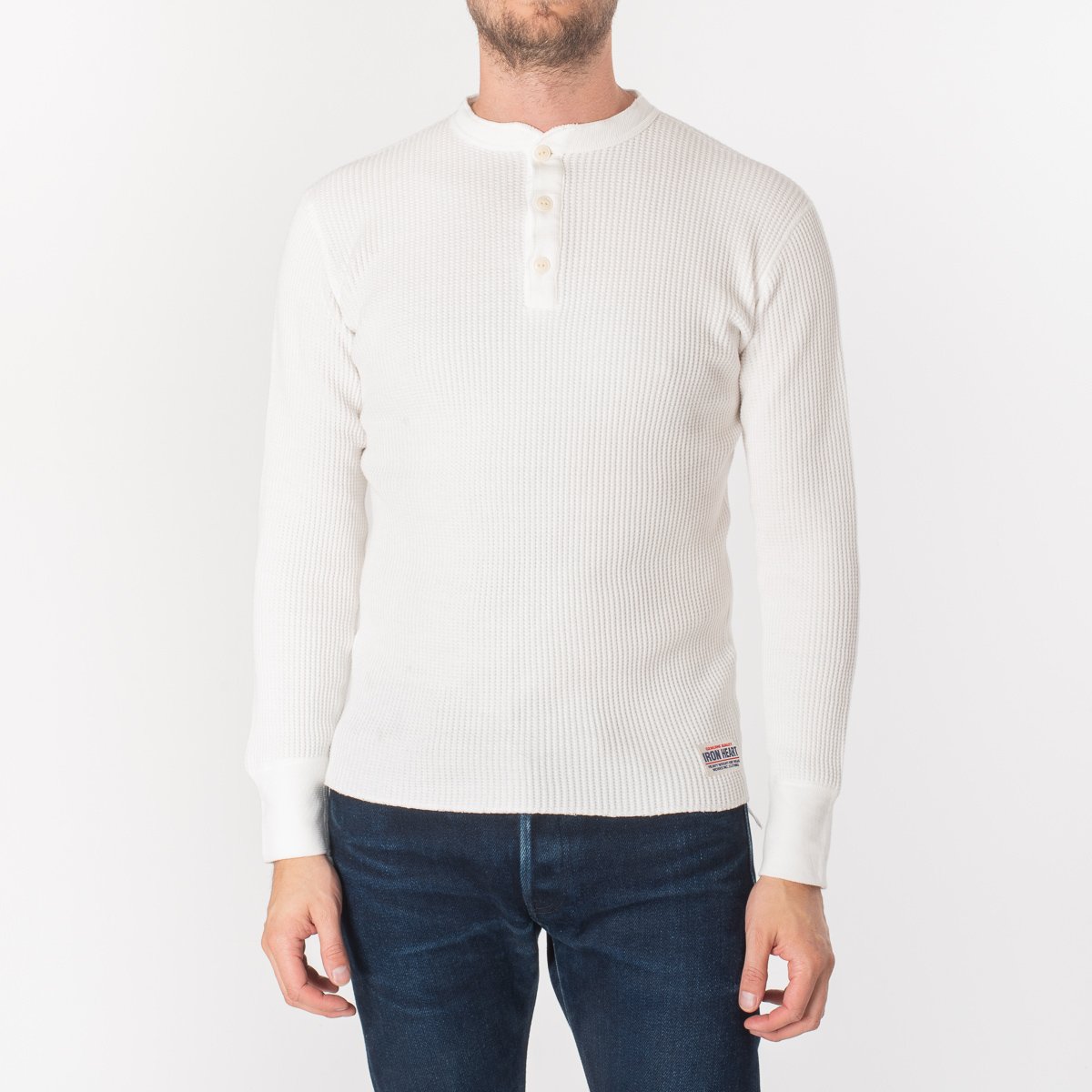 IronHeart Waffle Knit Long Sleeved Thermal Henley - White – Blue Works ...